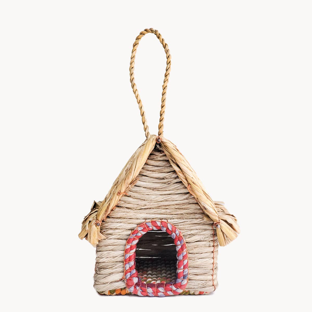 Handwoven Seagrass & Sari Bird Nester l Birdhouse - Cabin | Farmacy Market